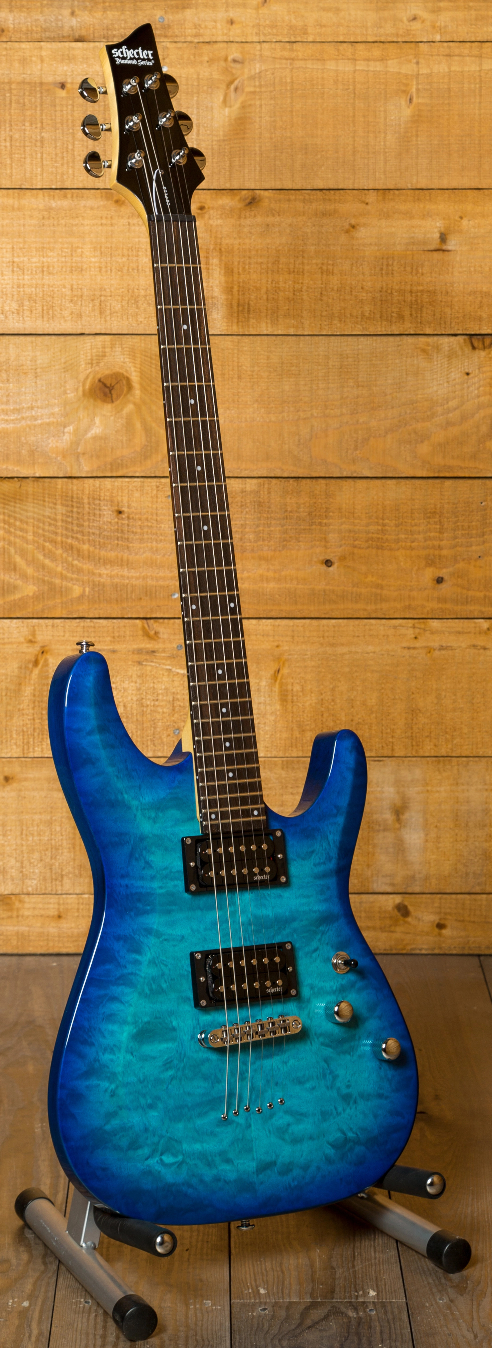 Schecter C-6 Plus Ocean Burst Blue Electric Guitar - Peach Guitars