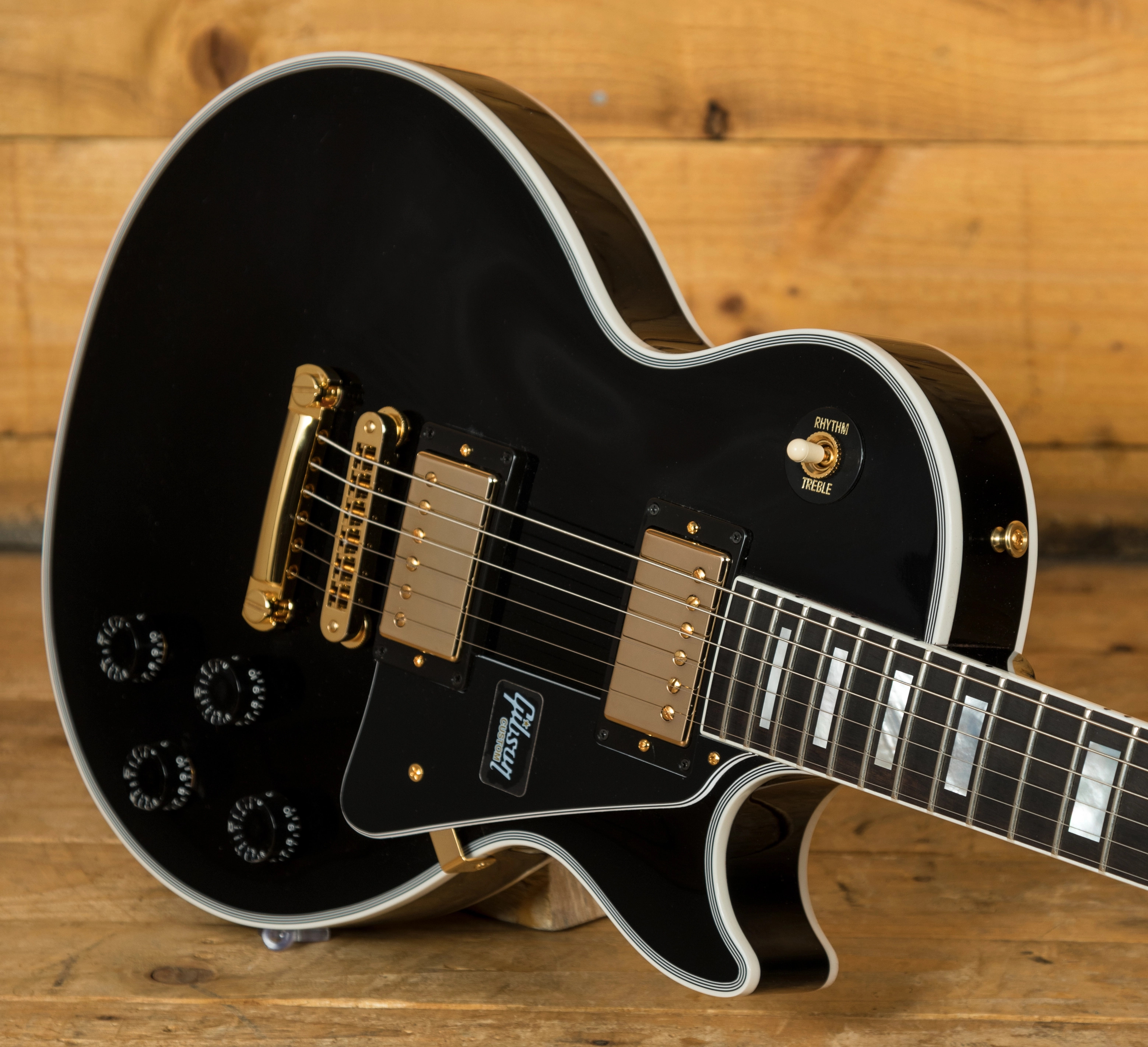 Gibson Custom Les Paul Ebony FB, Ebony - Peach Guitars