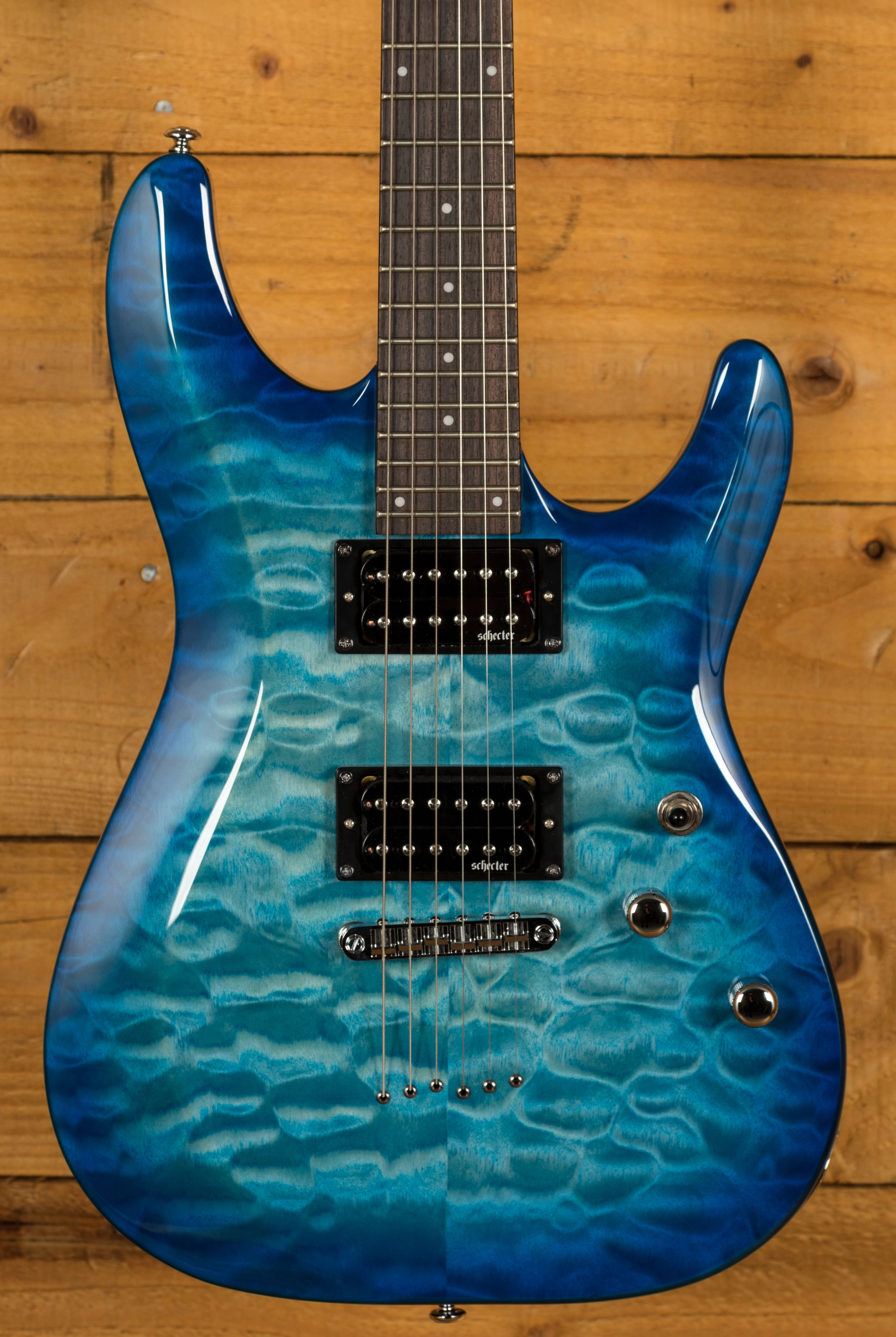 Schecter C-6 Plus Ocean Burst Blue Electric Guitar - Peach Guitars