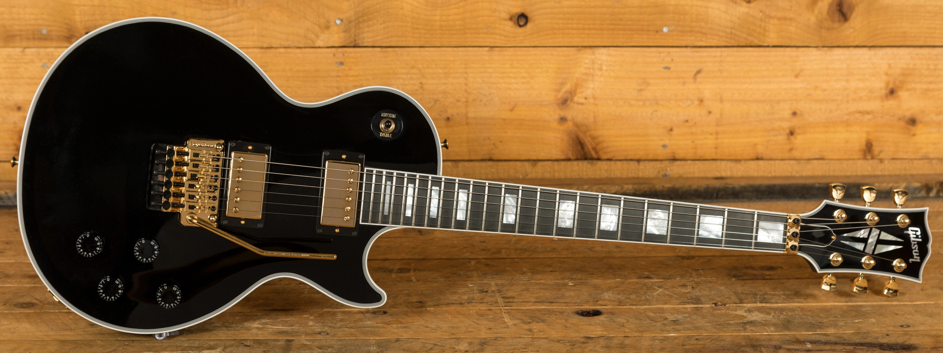Gibson Custom Modern Les Paul Axcess Custom Ebony Gold w/floyd - Peach ...