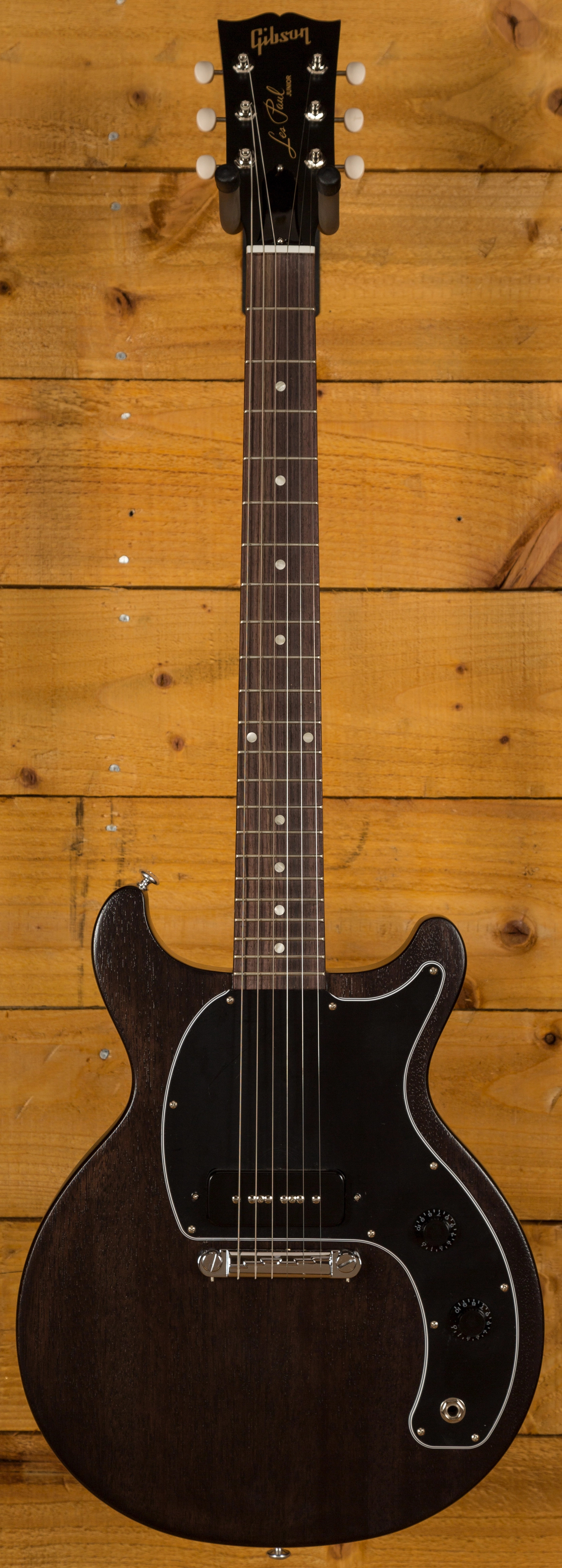 Gibson Les Paul Junior Tribute DC 2019 Worn Ebony - Peach Guitars