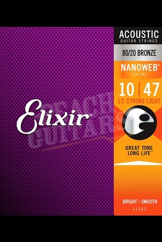 Elixir Acoustic 80/20 Bronze Nanoweb 12-String Strings - 10-47 (Light)