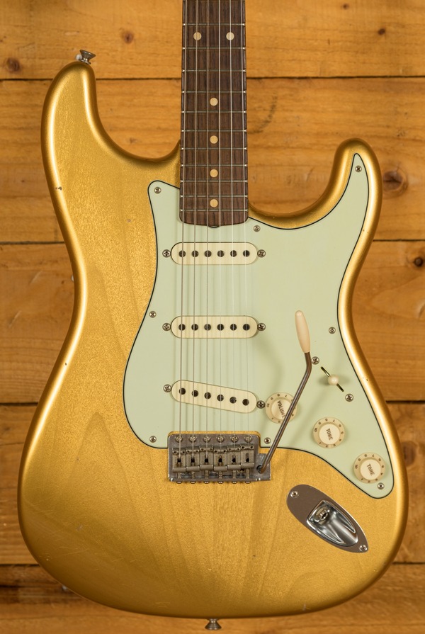 Fender Custom Shop 59 Ltd Ed Strat - Aged Aztec Gold Used - Peach Guitars