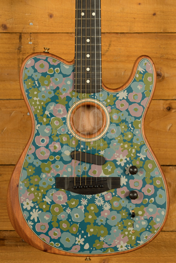 Fender American Acoustasonic Telecaster | Ebony - Blue Flower