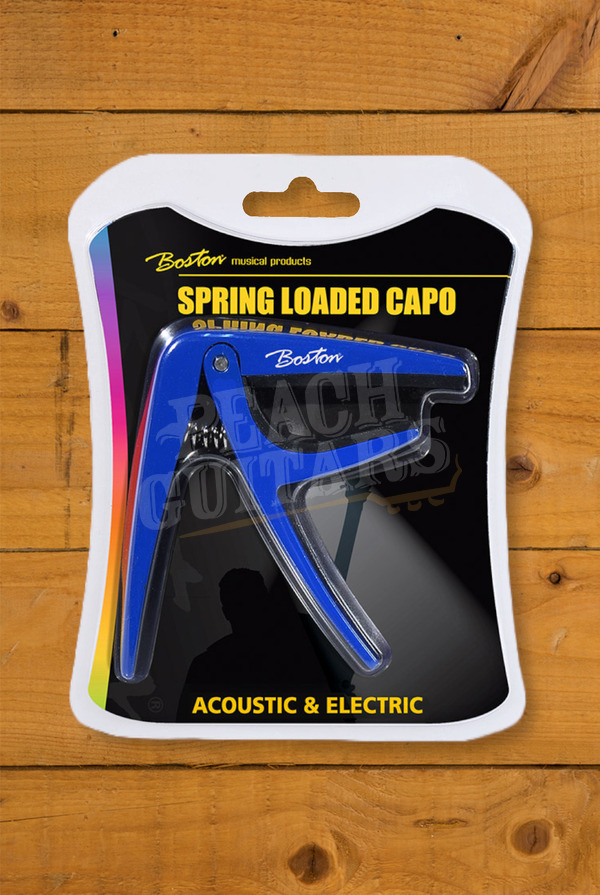 Boston Spring Loaded Capo | Acoustic & Electric Guitar - Blue