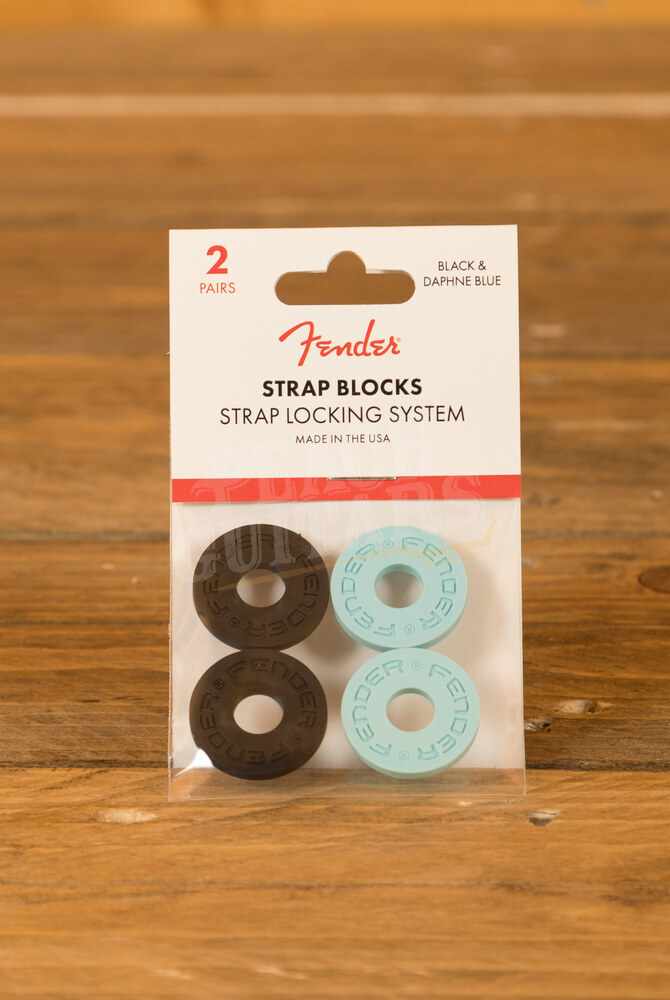 Fender Parts | Strap Blocks 4-Pack - Black/Daphne Blue