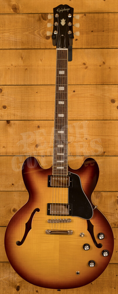 Epiphone ES-335 Figured Raspberry Tea Burst - Peach Guitars