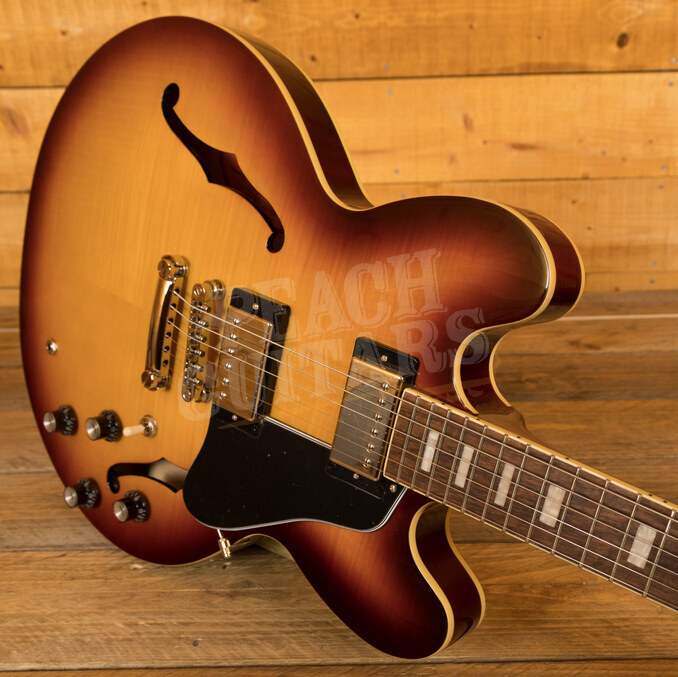 Epiphone ES-335 Figured Raspberry Tea Burst - Peach Guitars