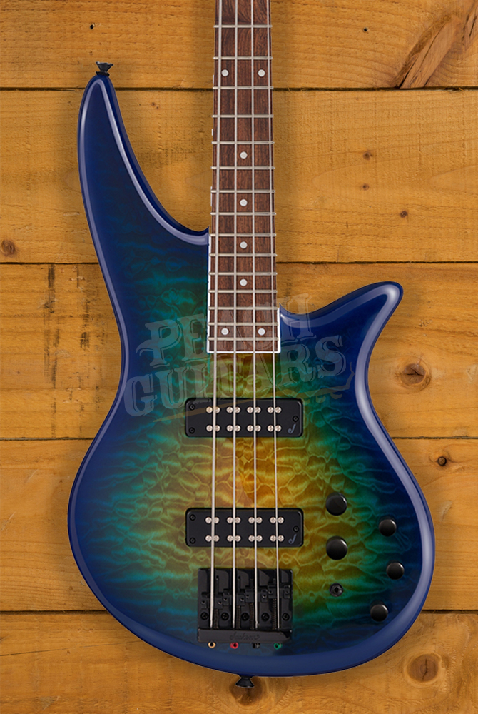 Jackson X Series Spectra Bass SBXQ IV Amber Blue Burst - Peach Guitars