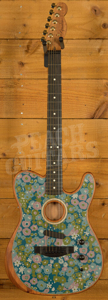 Fender American Acoustasonic Telecaster | Ebony - Blue Flower