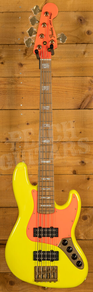 Fender MonoNeon Jazz Bass V | Maple - Neon Yellow