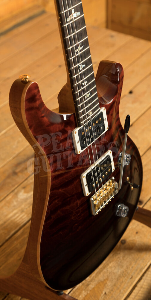 PRS Wood Library Custom 24 Quilt | Fire Red to Grey Black Fade - 10 Top ...