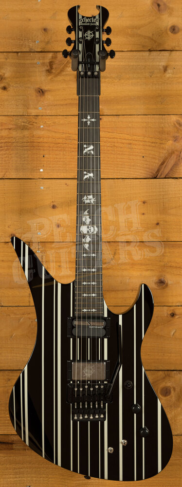 Schecter Synyster Custom-S | Gloss Black w/Silver Pinstripes