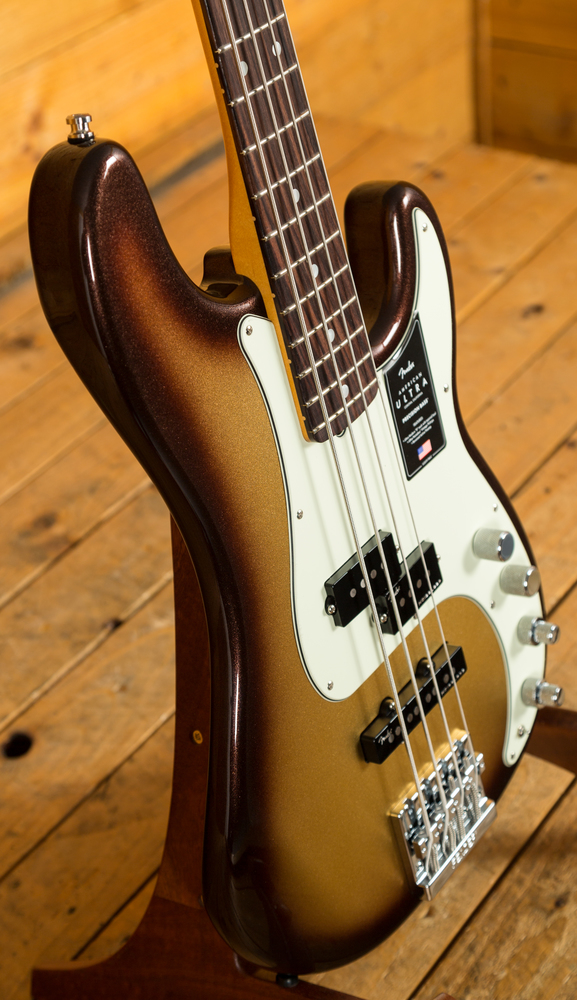 Fender American Ultra Precision Bass Mocha Burst - Peach Guitars