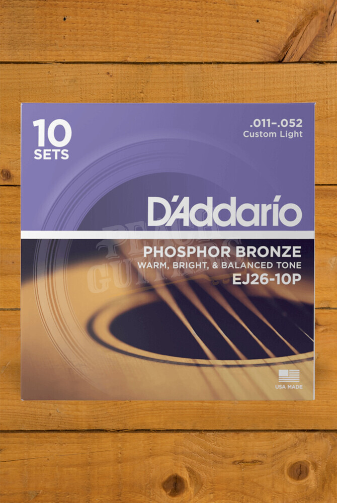 D'Addario Acoustic Strings | Phosphor Bronze - Custom Light - 11-52 ...