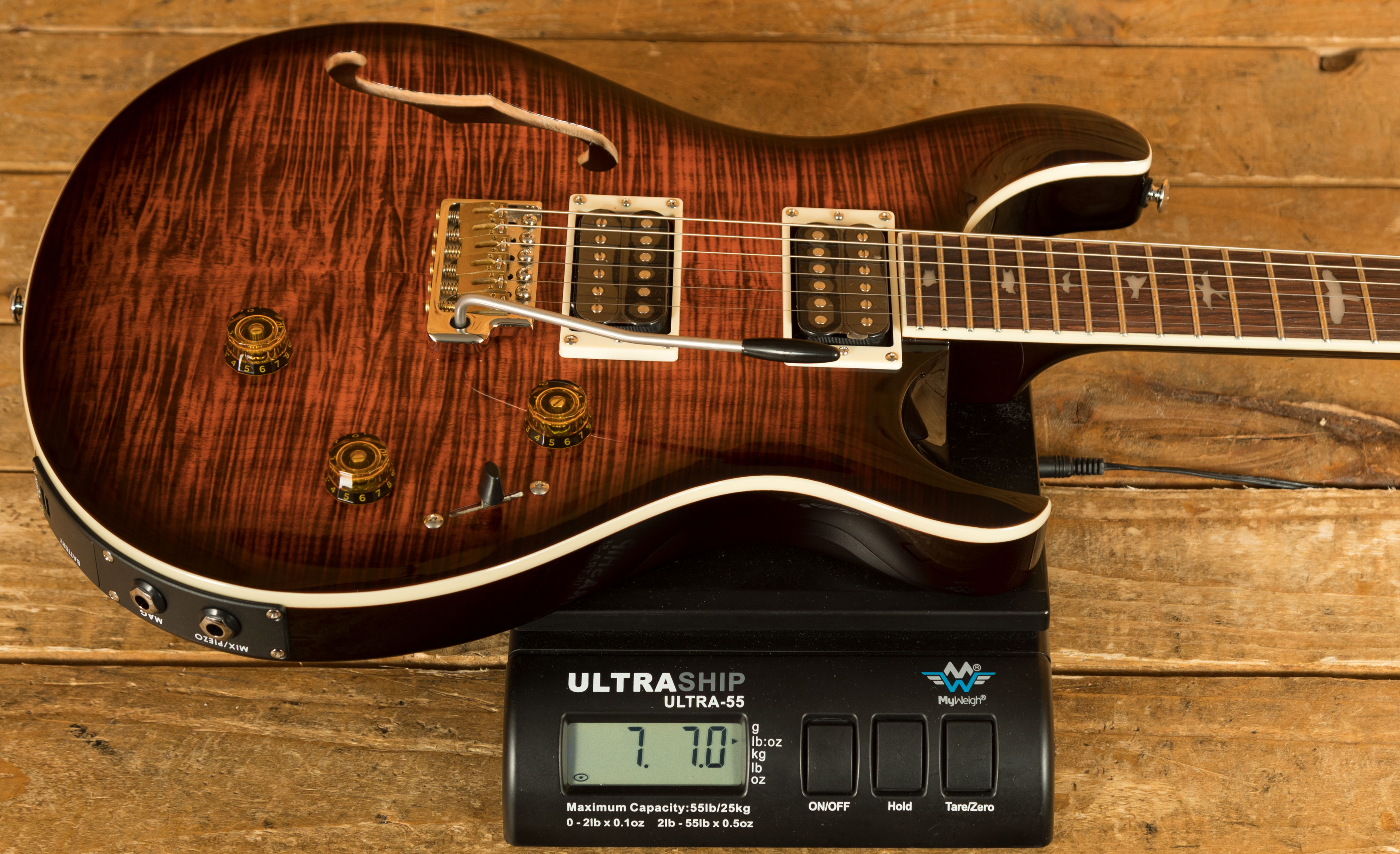 PRS SE Custom | Custom 24 Semi-Hollow Piezo - Orange Tiger Smokeburst